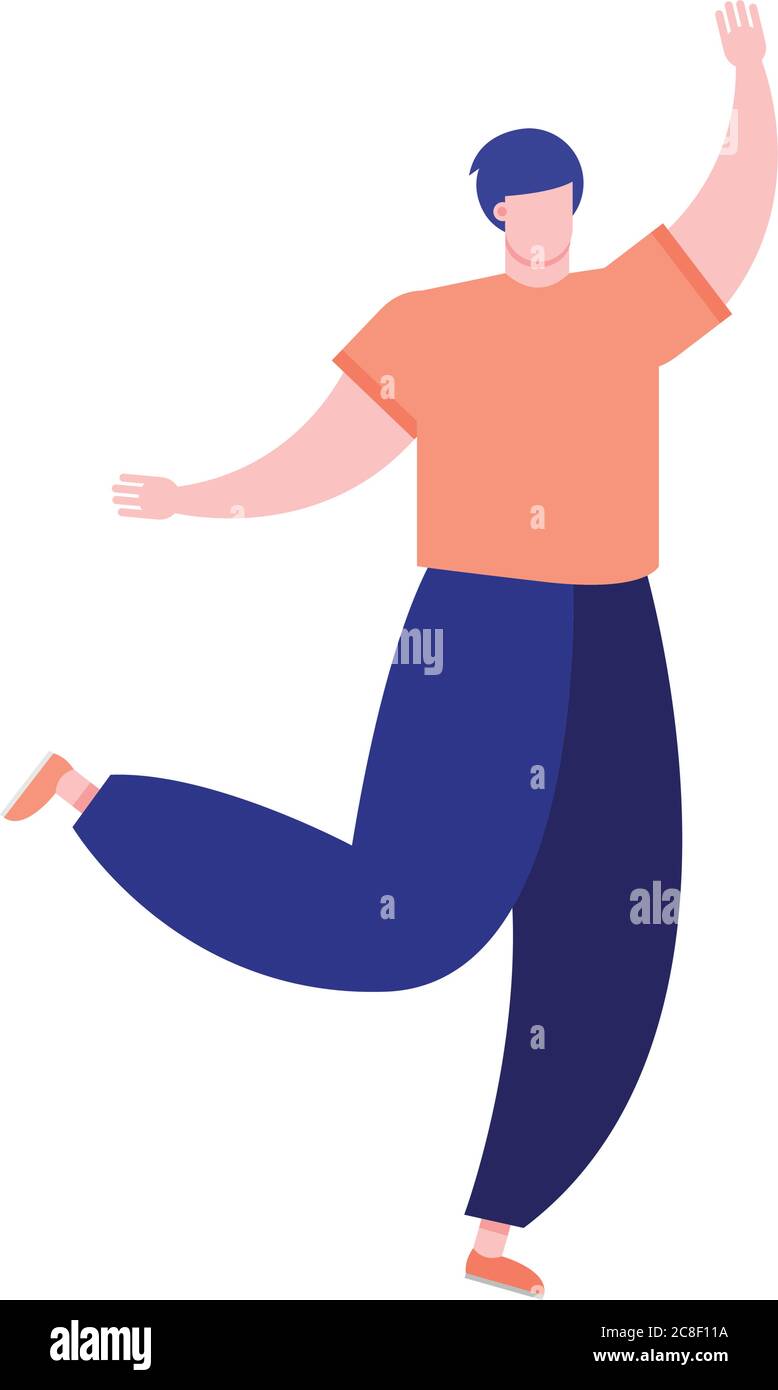 young man practicing exercise avatar character vector illustration ...