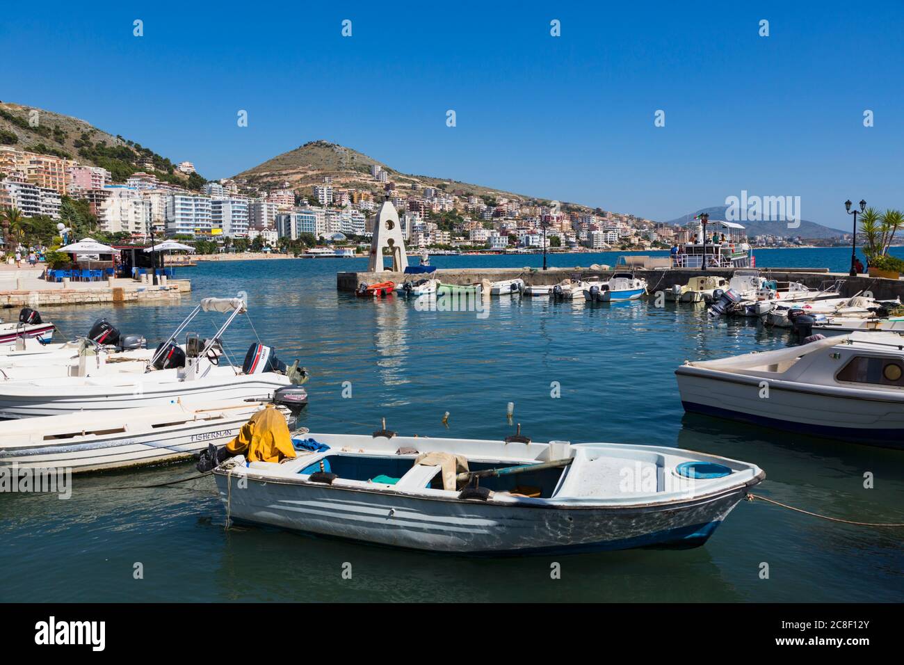 Sarande or Saranda, Sarande District, Albania. Leisure port Stock Photo ...