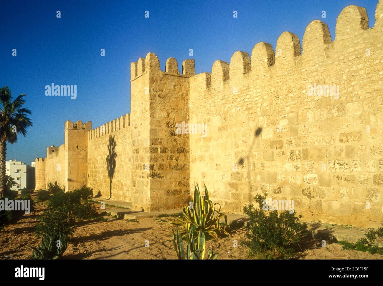 Sousse, Tunisia. Ramparts of the Medina, built by the Aghlabids in the ...