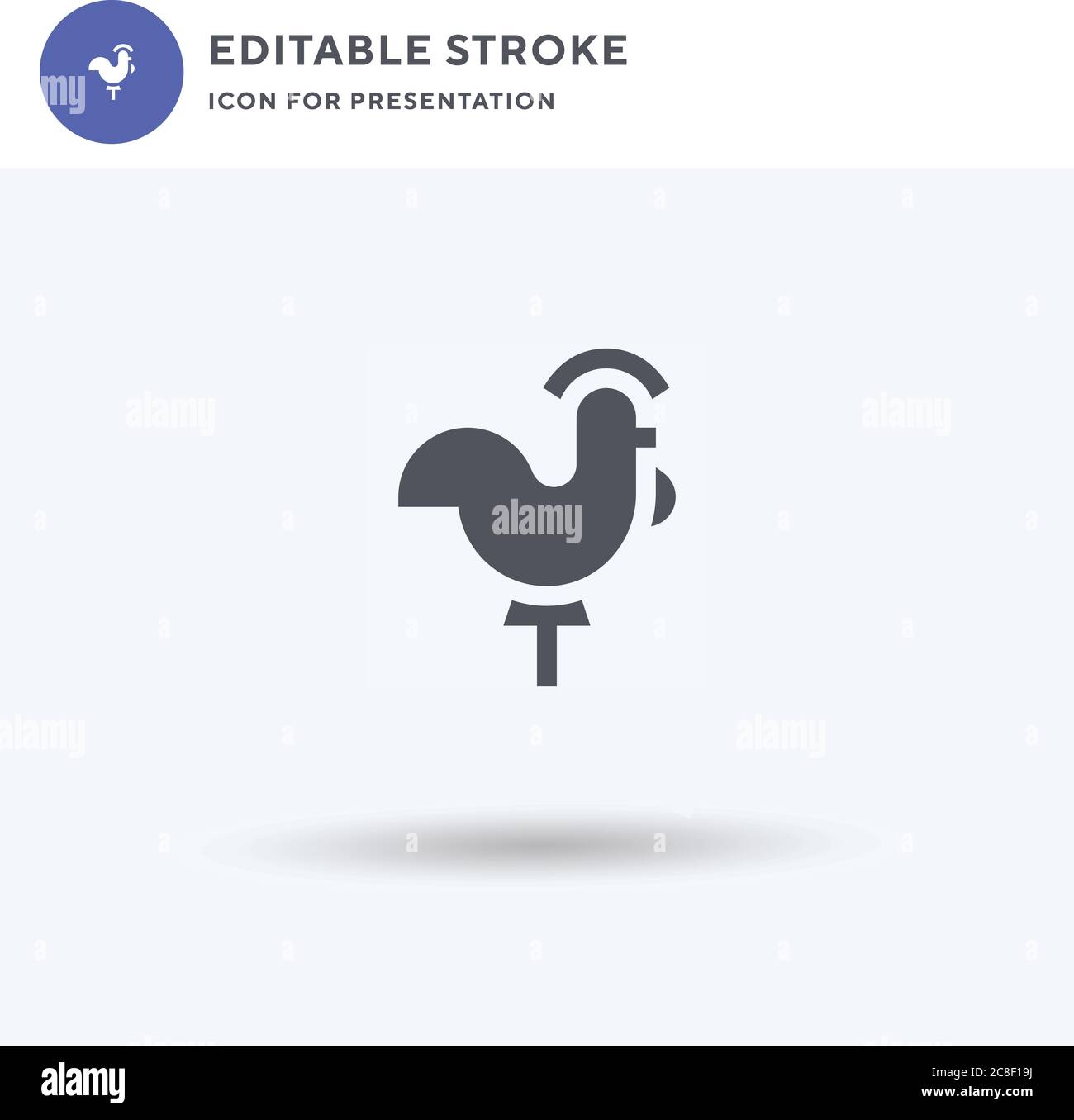 Rooster icon vector, filled flat sign, solid pictogram isolated on ...