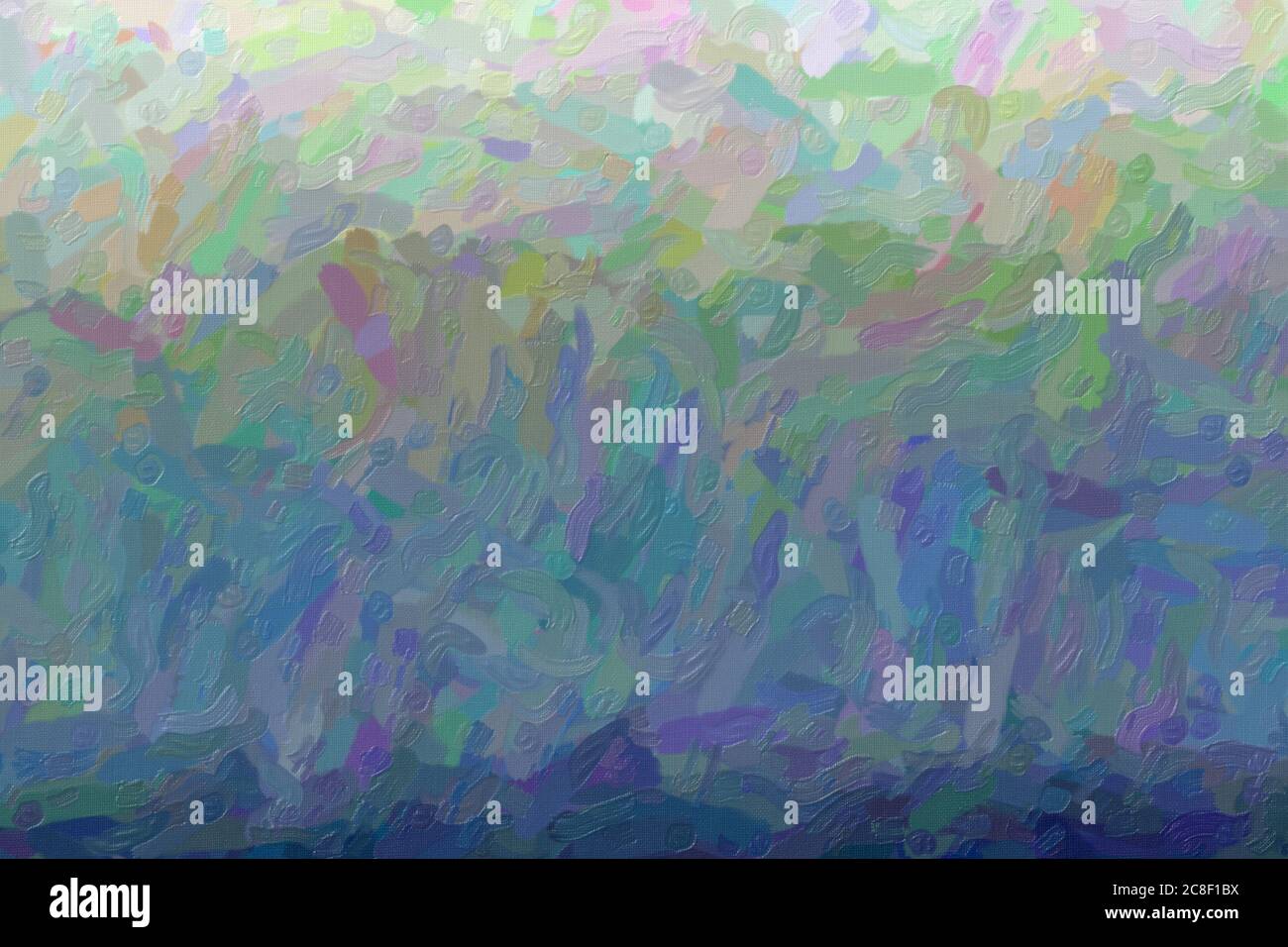 Blue and light green waves Impressionist Impasto abstract paint ...