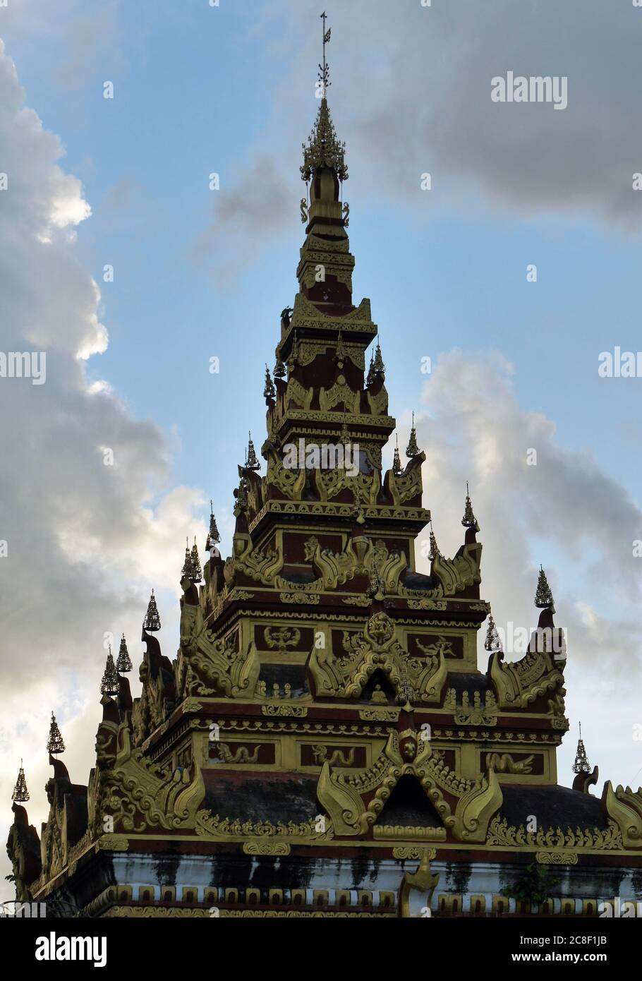 Close up of spire of Burmese pagoda near Inle Lake Myanmar, showing ...