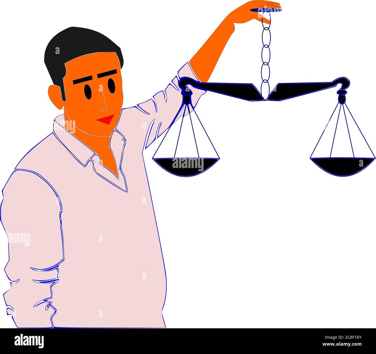 A man holding scales on hand presenting law judiciary symbolic pattern ...