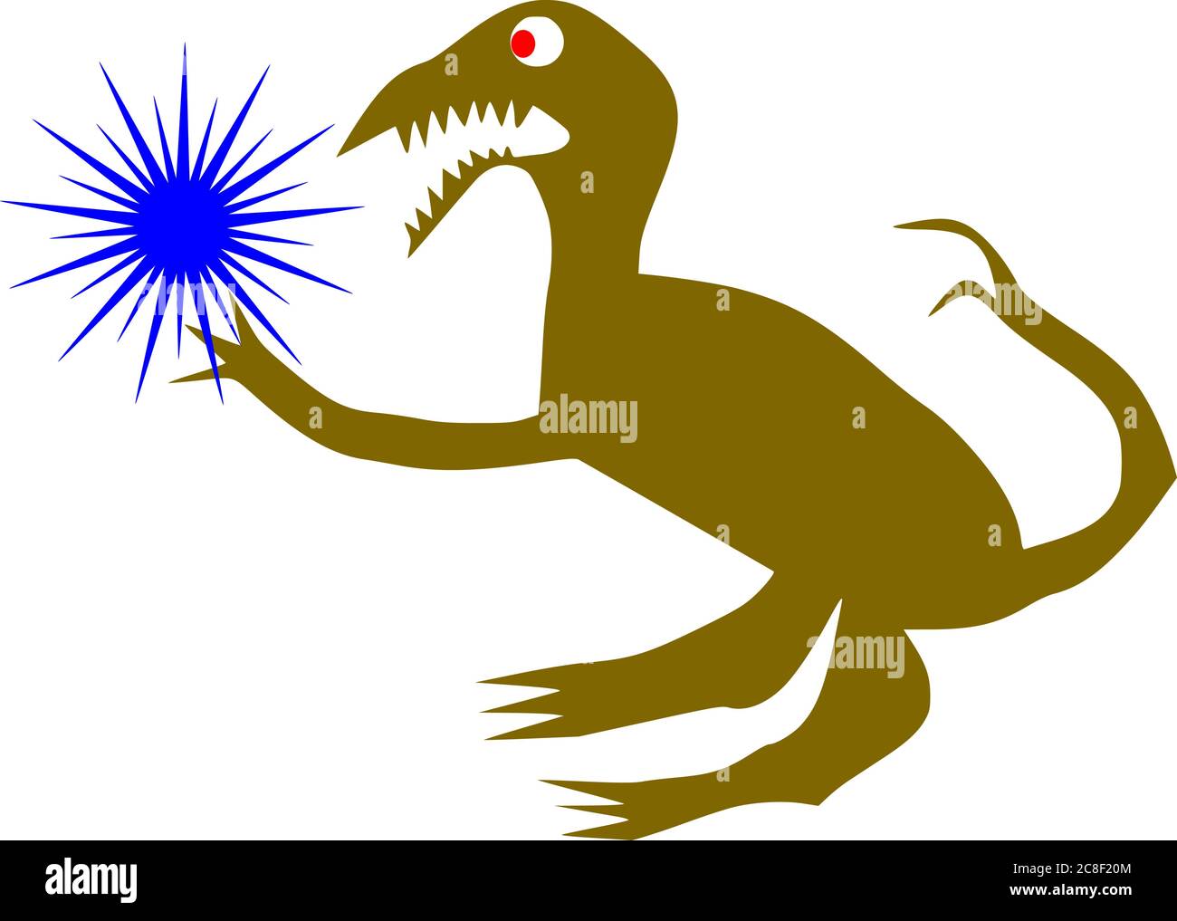 Monster holding corona virus on hand with attacking posture cartoon ...