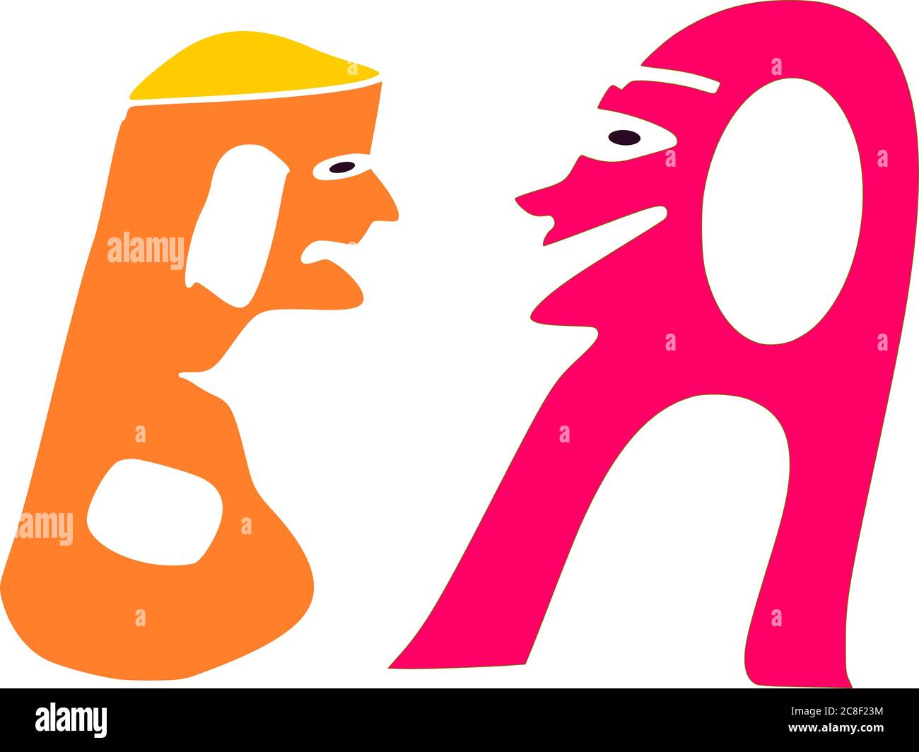 Alphabet A communicating with other similar cartoon character latter B ...