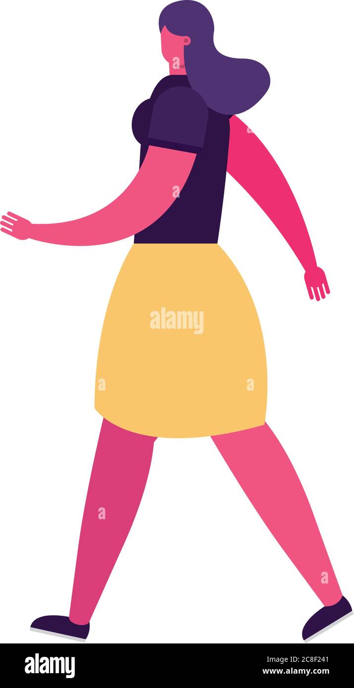 young woman walking avatar character vector illustration design Stock ...