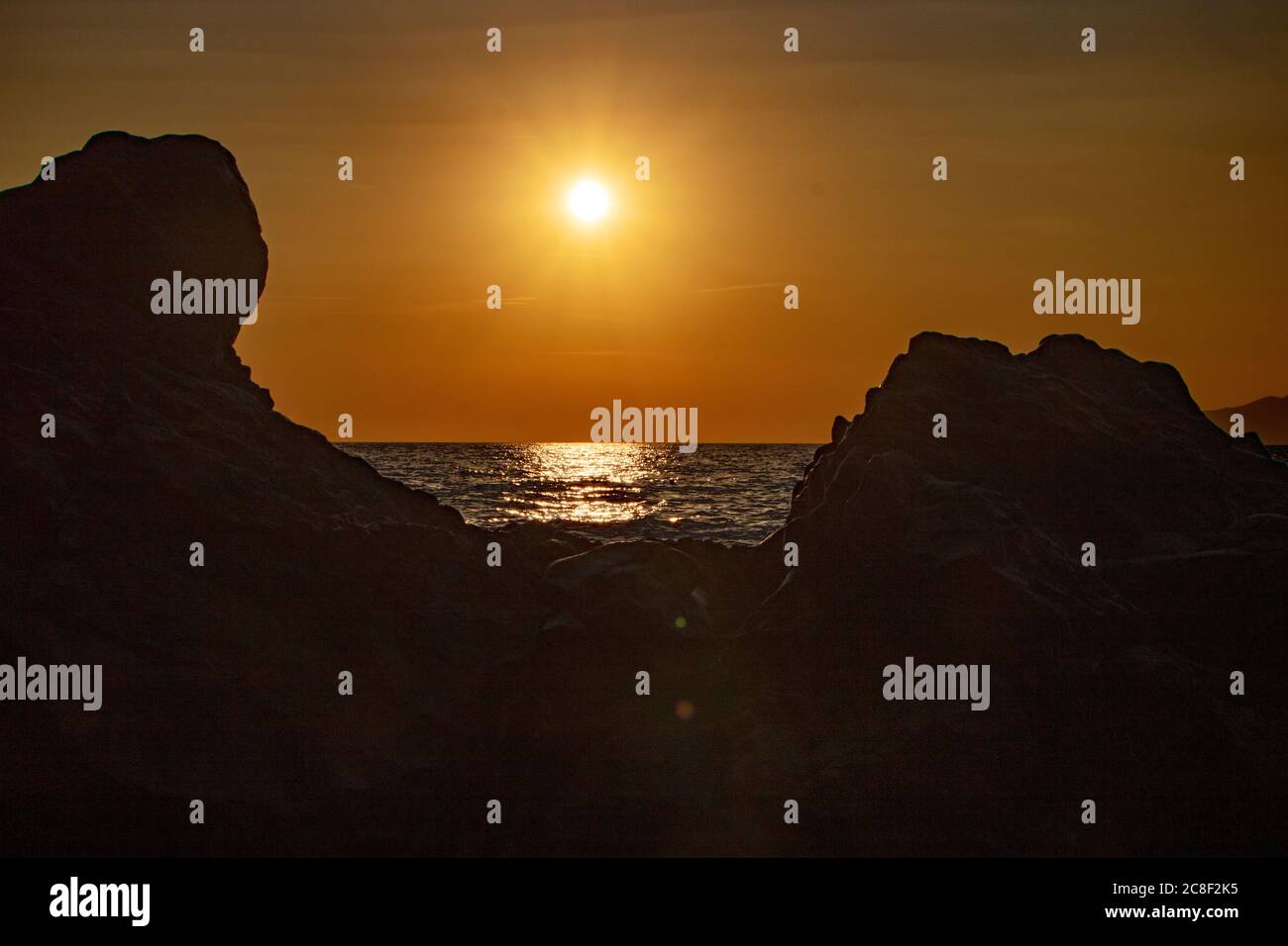 Scenic sunset on the beach of Santa Teresa at Maratea in Basilicata, Italy Stock Photo - Alamy