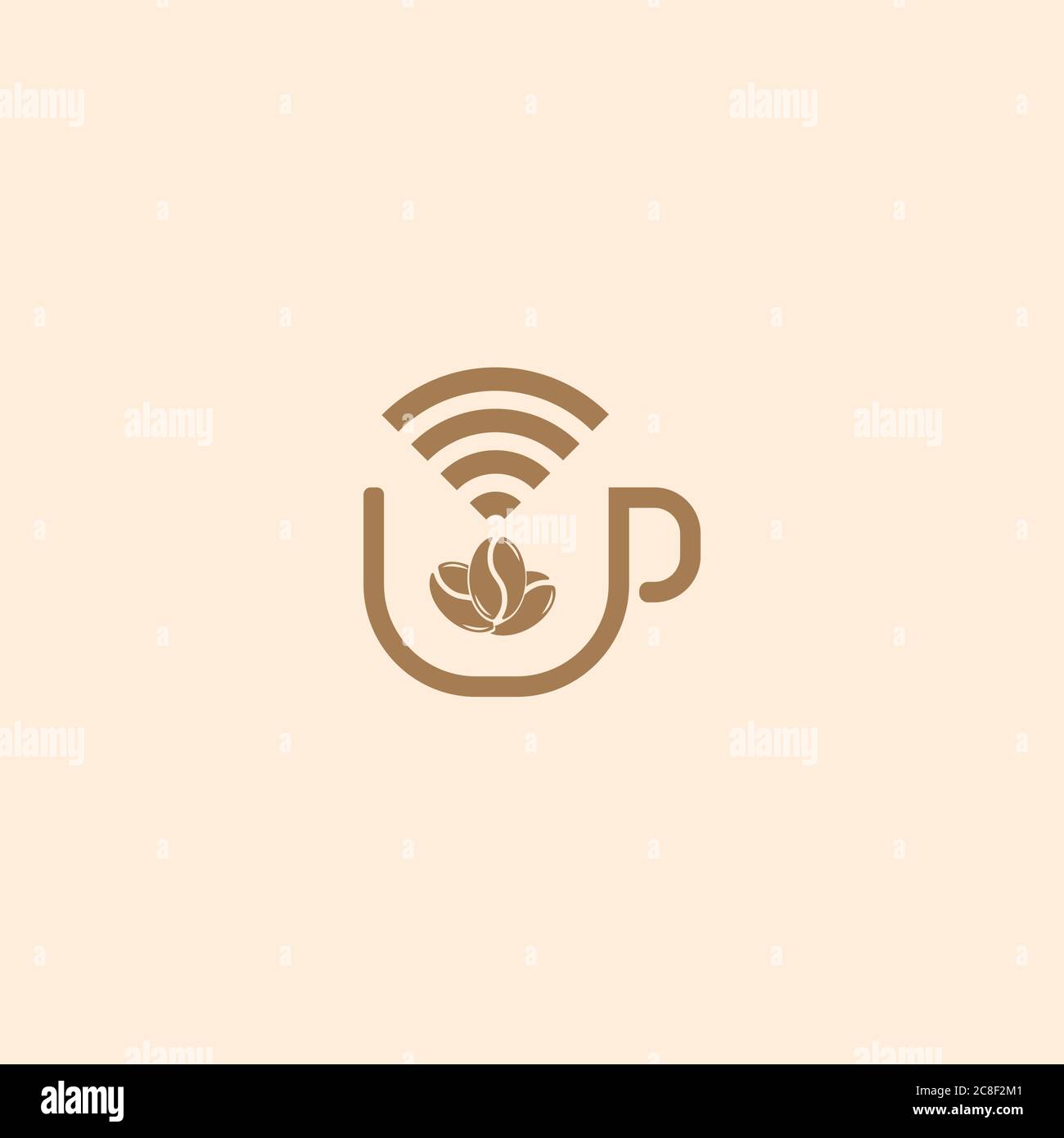 Coffee Logo. Modern Icon Symbol Monochrome Mono-line Minimalism vector ...