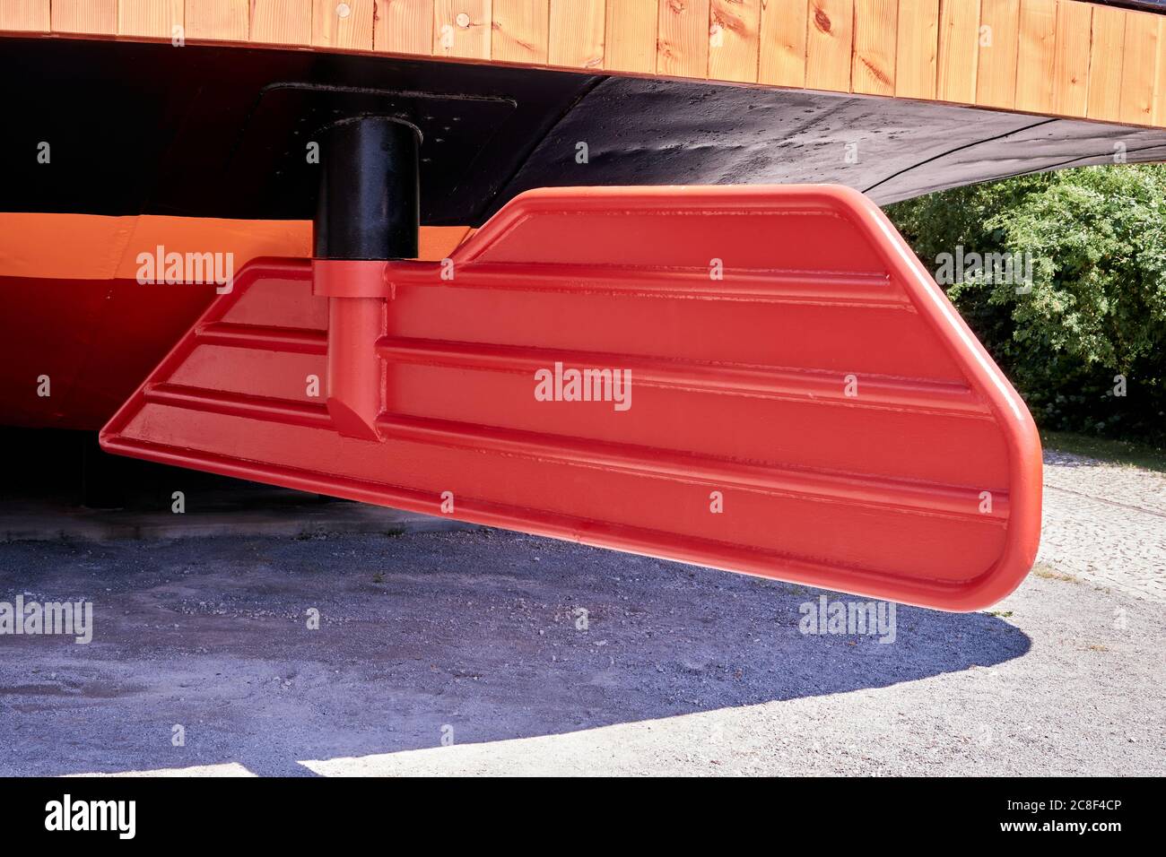 rudder sheet of a historical vessel for inland navigation on a river ...