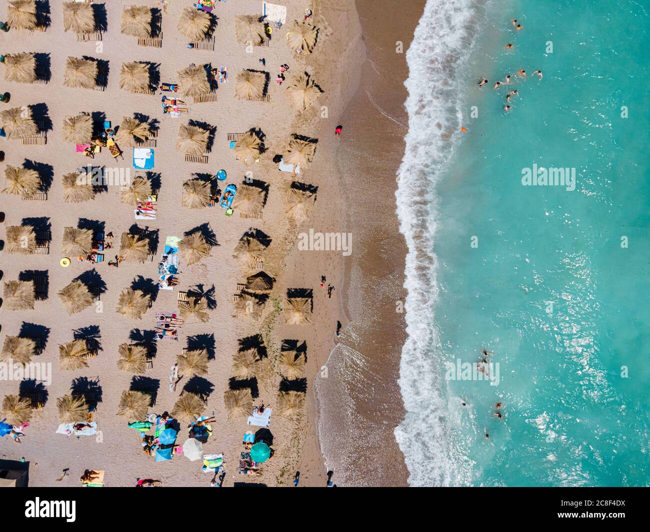 Aerial Beach, People And Umbrellas On Beach Photography, Blue Ocean ...