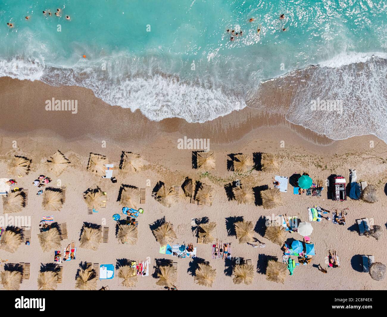 Aerial Beach, People And Umbrellas On Beach Photography, Blue Ocean ...