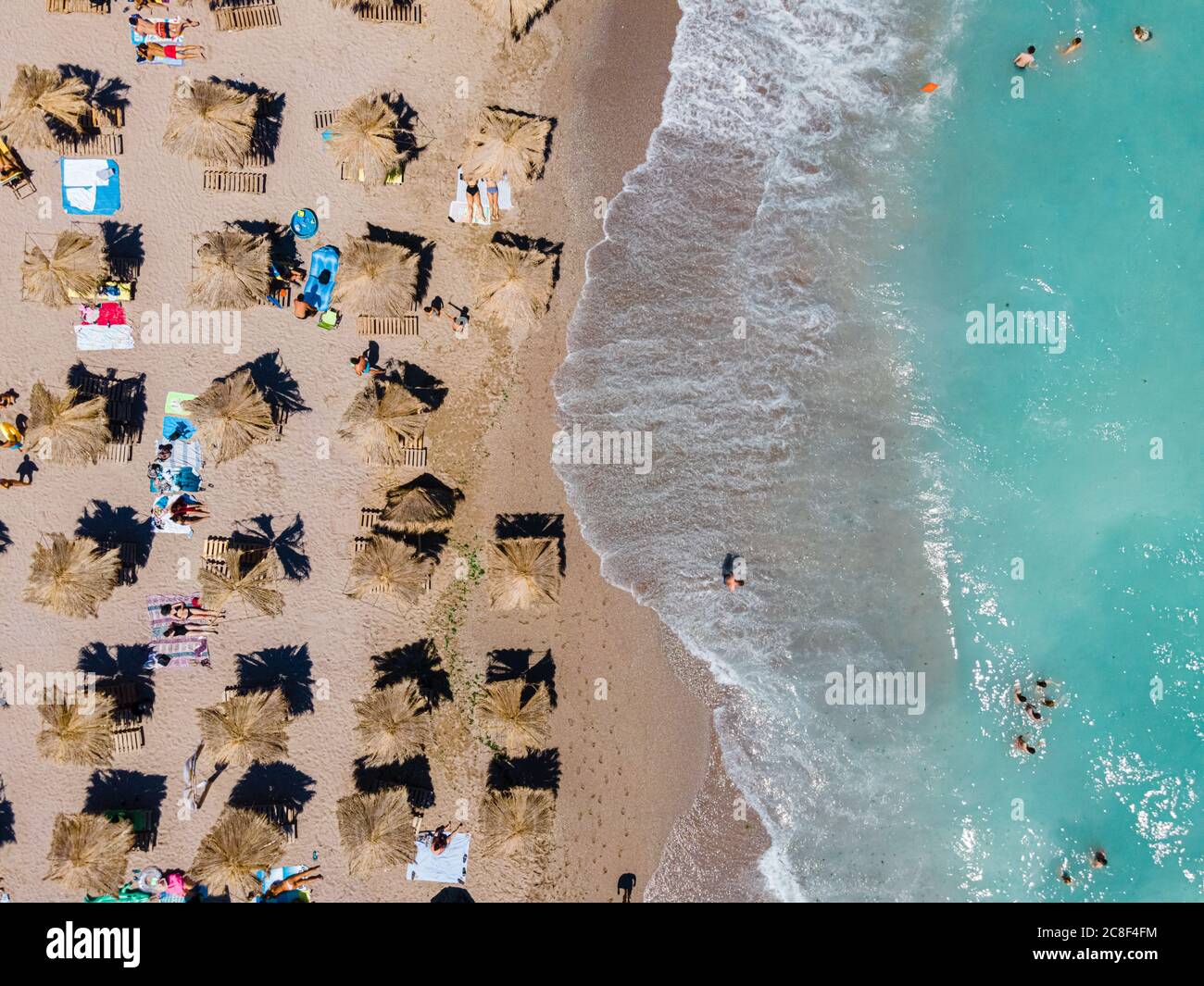 Aerial Beach, People And Umbrellas On Beach Photography, Blue Ocean ...