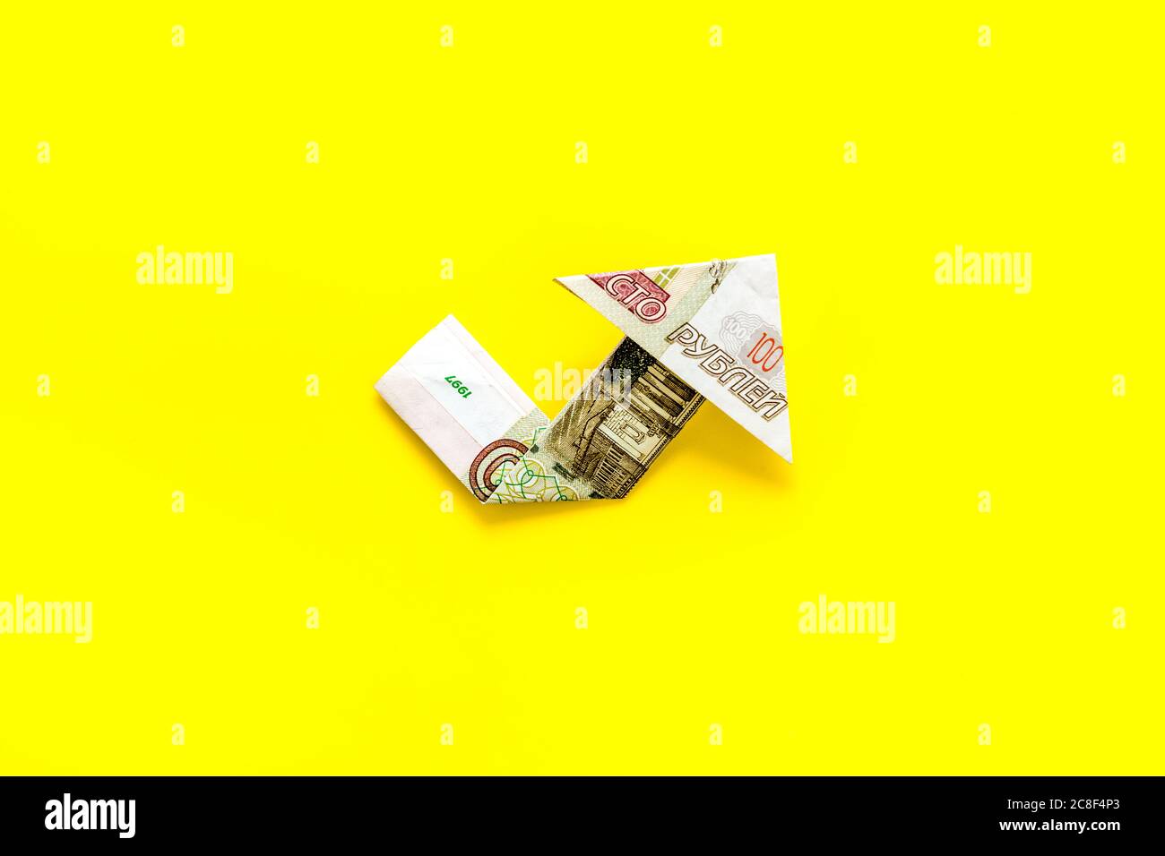 Ruble chart on yellow background. Currency trading concept Stock Photo ...