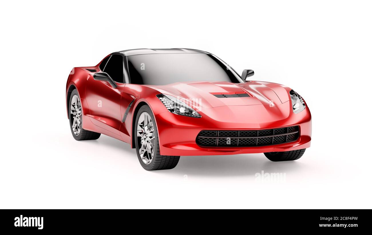 Front view of a red sports SUV car isolated on white background Stock ...