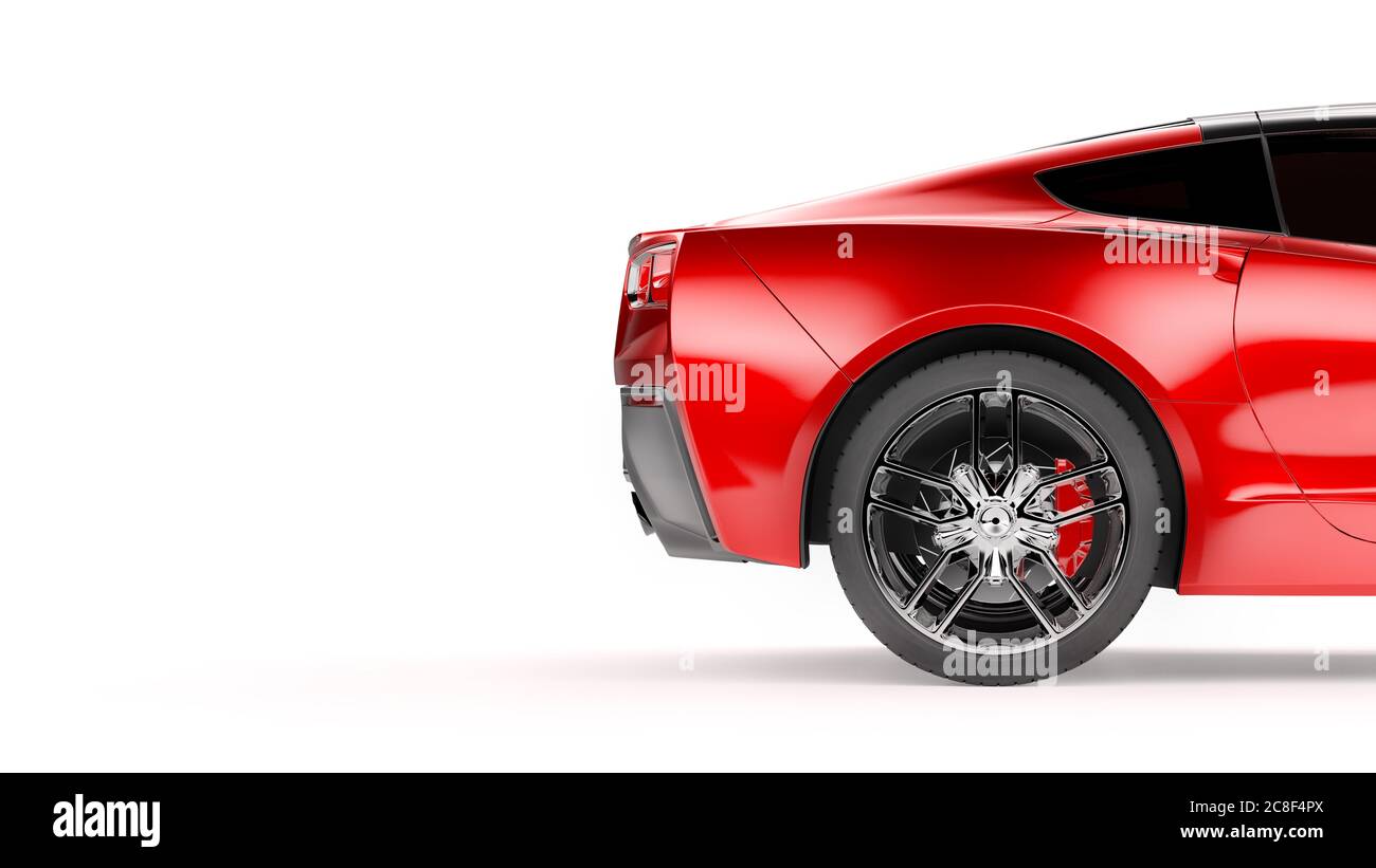 Back view of a red sports SUV car isolated on white background Stock ...