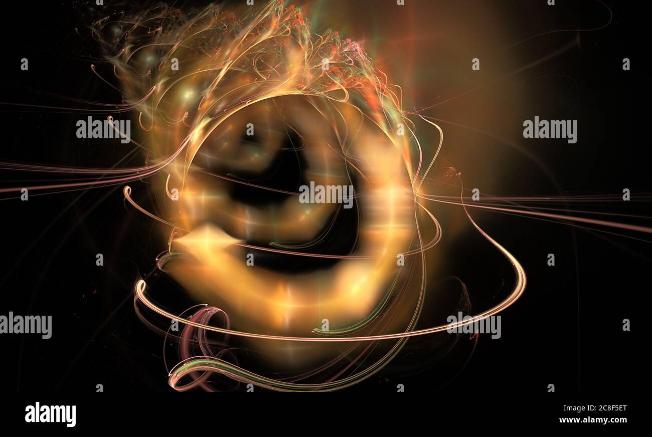 Fractals, abstract fire in motion with sparks and flame patterns Stock ...