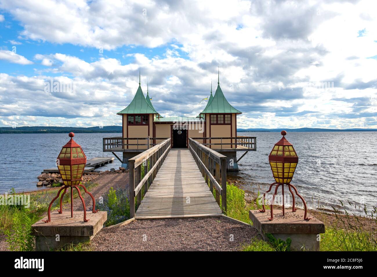 Persborgs pier, Persborgs brygga, a steamboat jetty, Rättvik, Dalarna ...