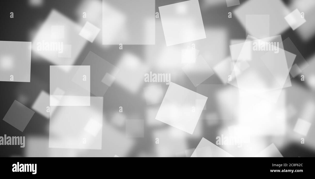 Flying square shapes over silver background Stock Photo - Alamy