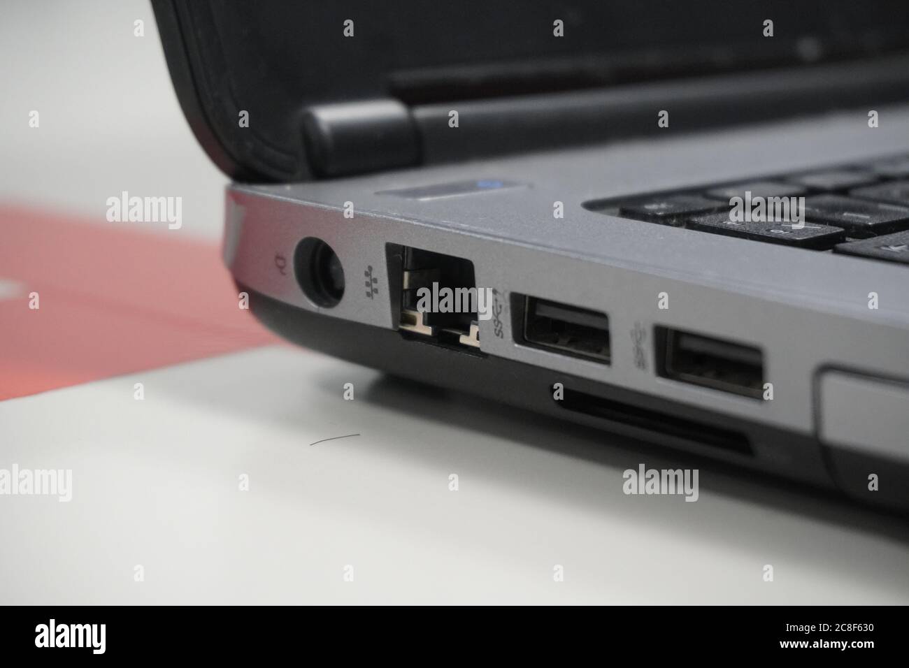 Closeup shot of LAN and graphic ports of laptop computer Stock Photo - Alamy