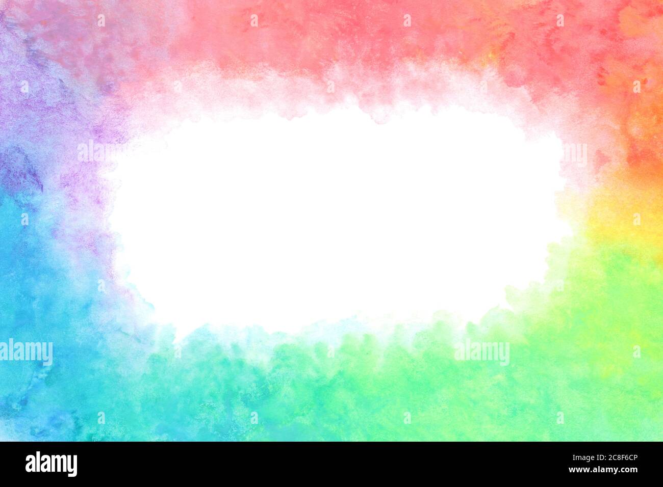 colorful rainbow frame abstract on natural summer watercolor hand paint ...