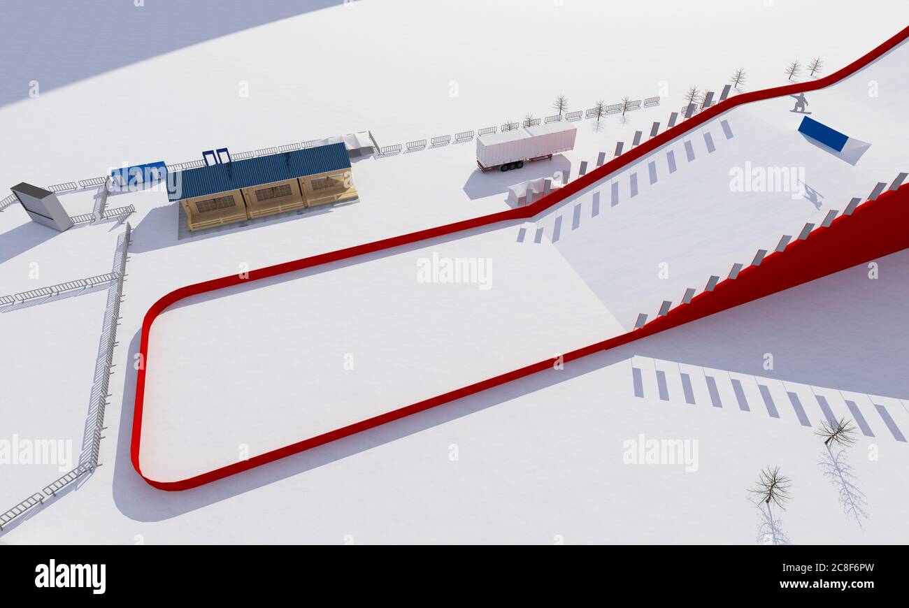 3d illustration of a Snowboard and freestyle Ramp Stock Photo - Alamy