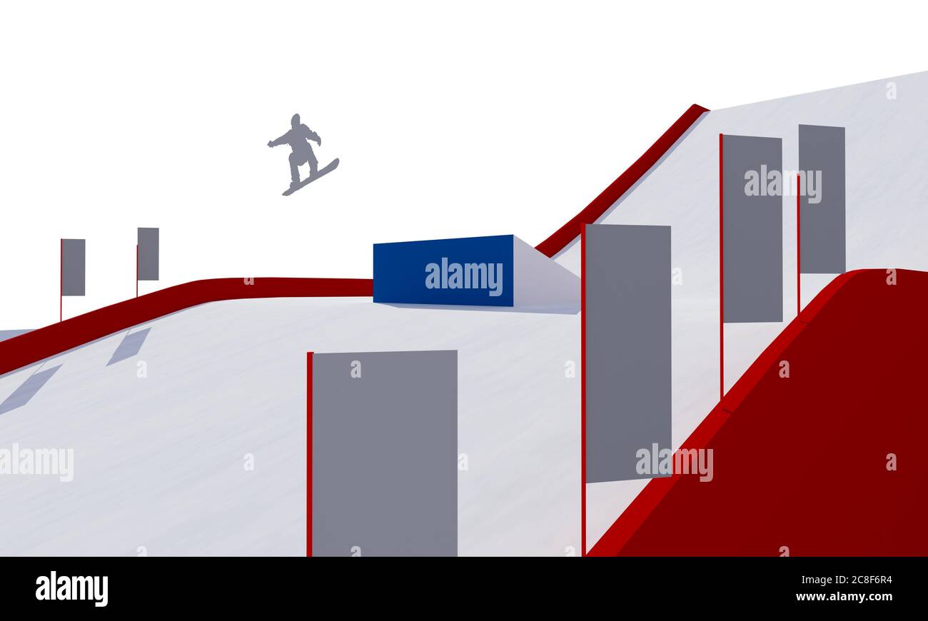 3d illustration of a Snowboard and freestyle Ramp Stock Photo - Alamy