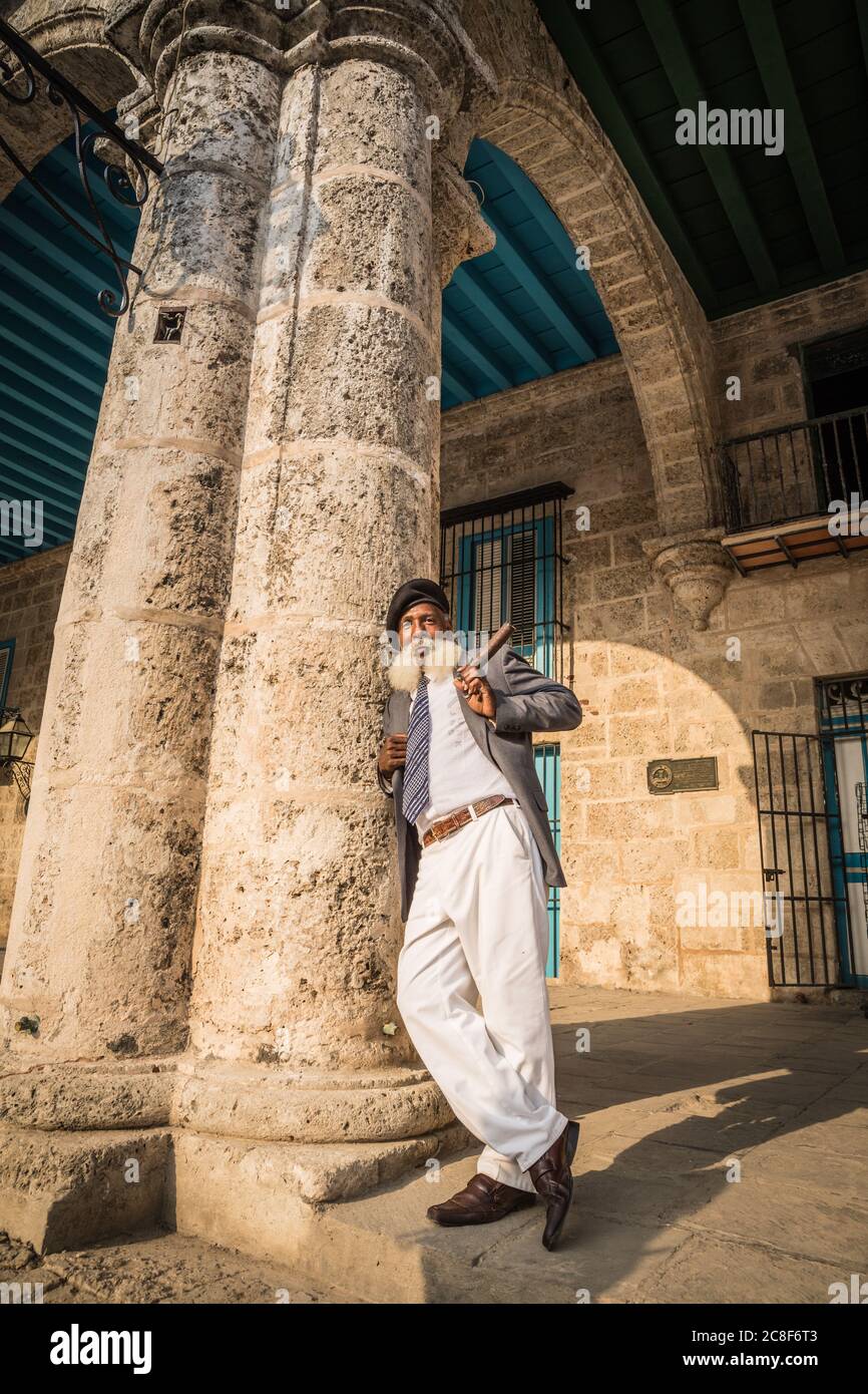 Havana / Cuba - 04.16.2015: Afro cuban old man with a long white beard ...