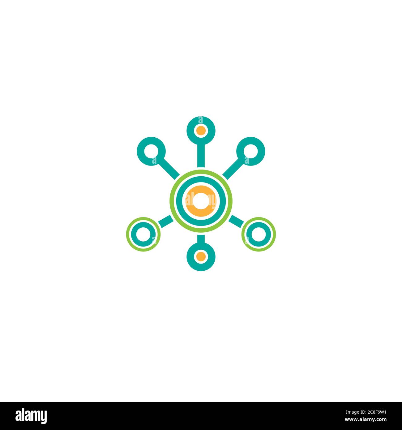 Hub Network Connection Line Icon Isolated On White Tech Or Technology