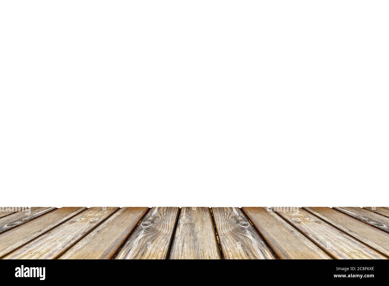 empty wooden table top view isolated on white background Stock Photo ...