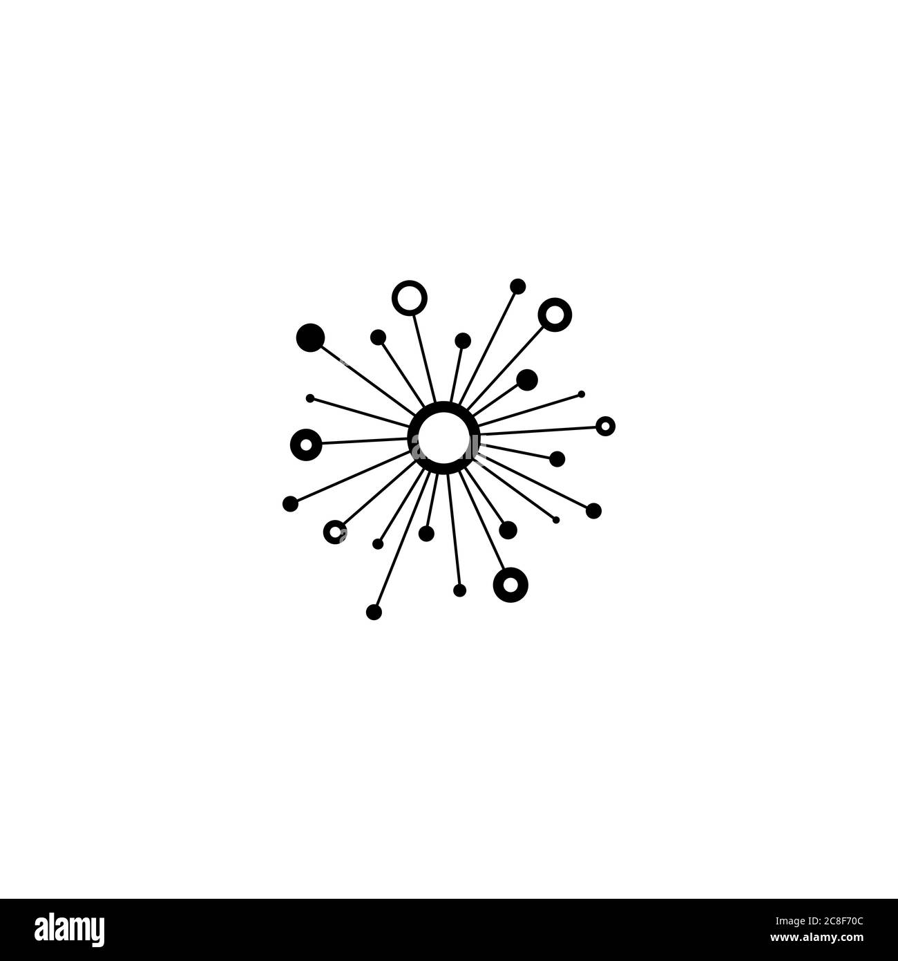 black hub network connection line icon isolated on white. Tech or ...