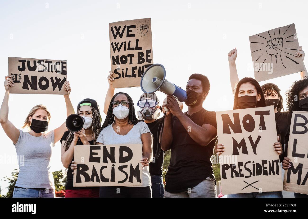Activist movement protesting against racism and fighting for equality ...
