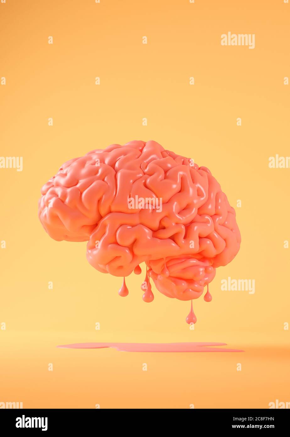 Creative concept of melting brain 3d rendering Stock Photo - Alamy