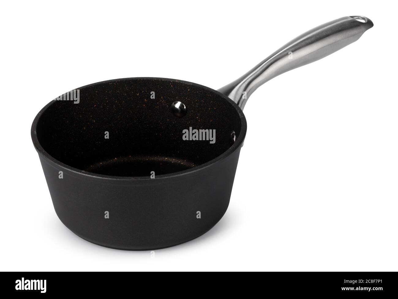 New black stew pan isolated on white Stock Photo - Alamy