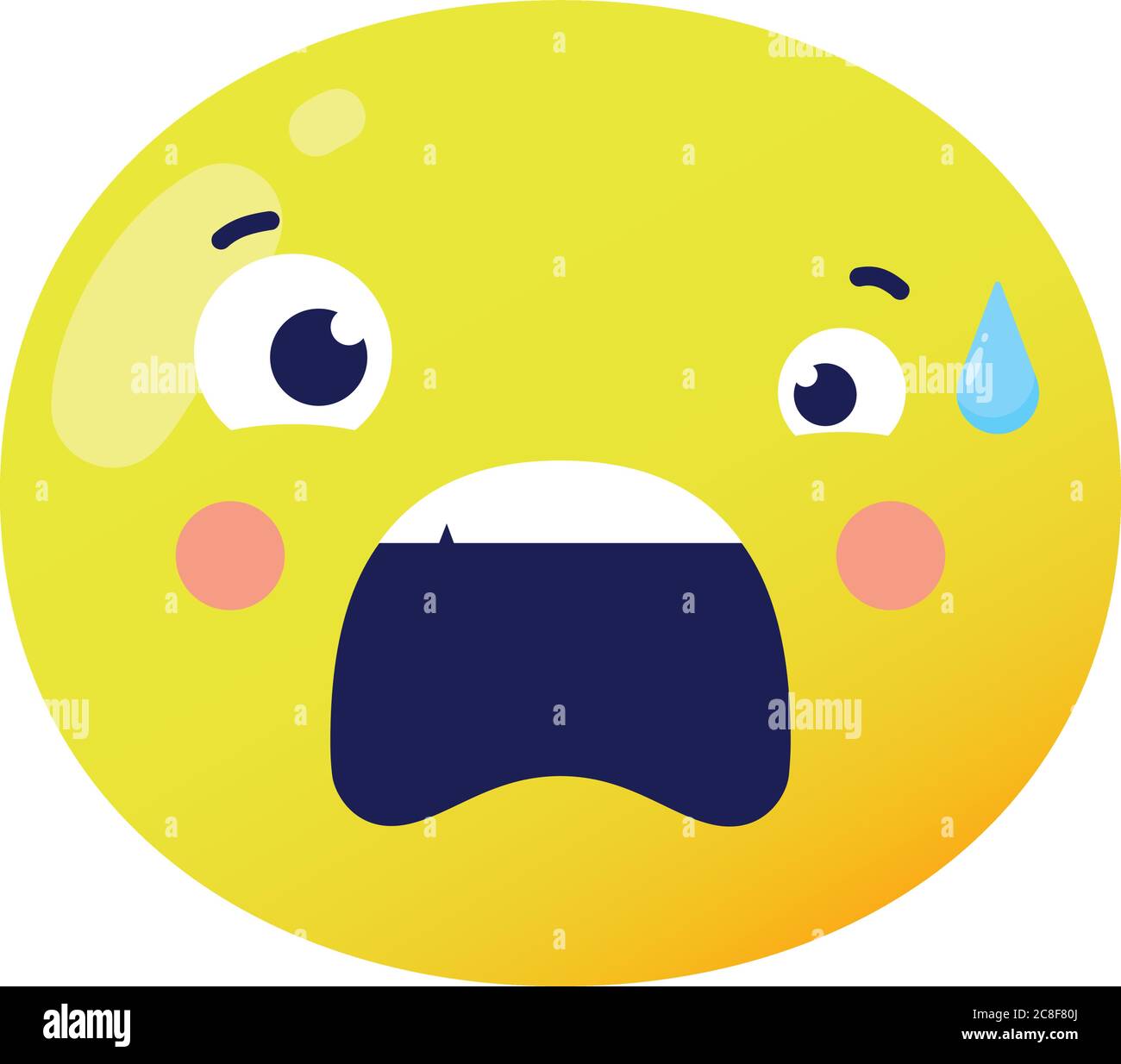 terrified emoji face classic flat style icon vector illustration design ...