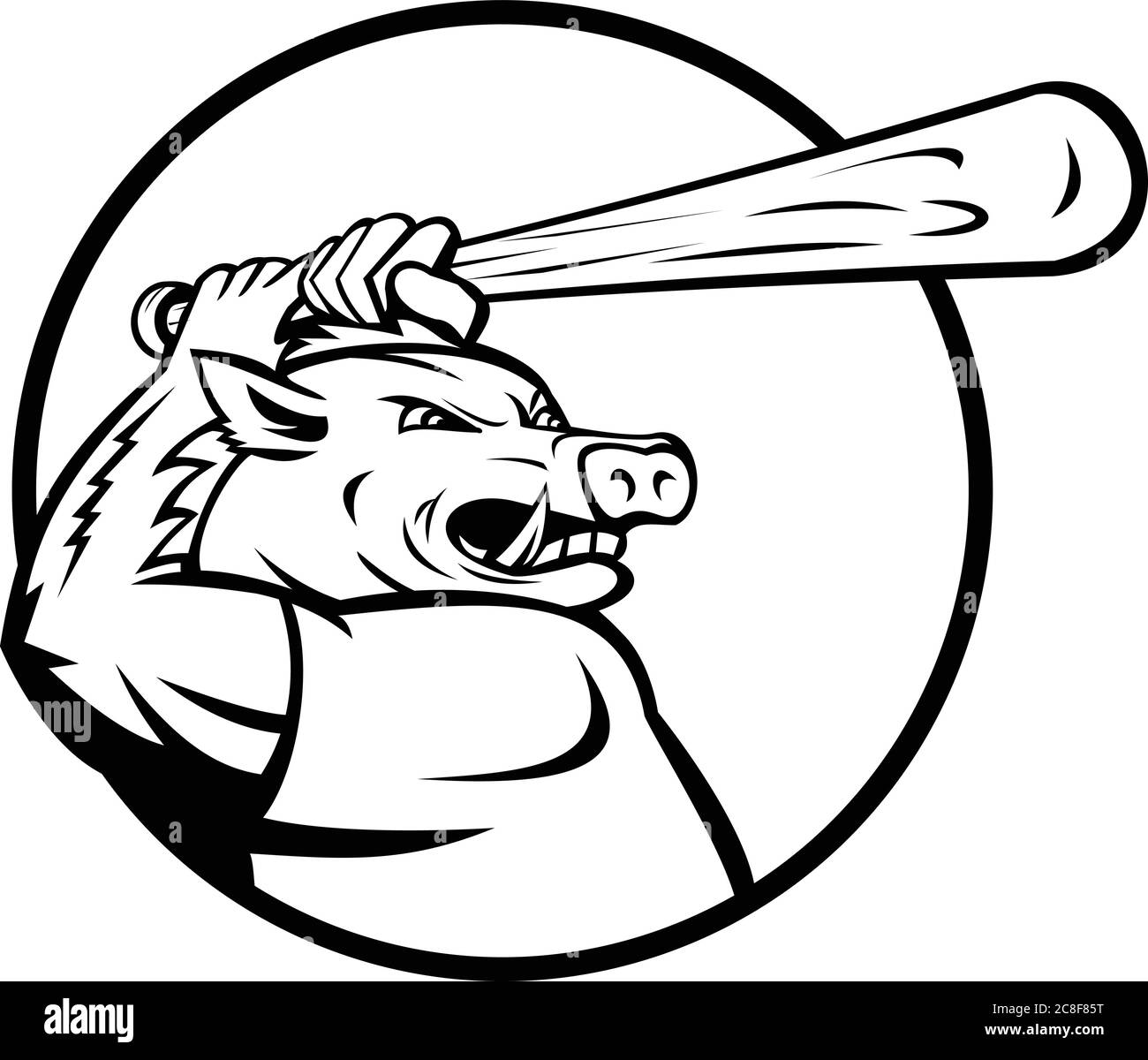 Mascot illustration of a razorback, wild boar or hog player with ...