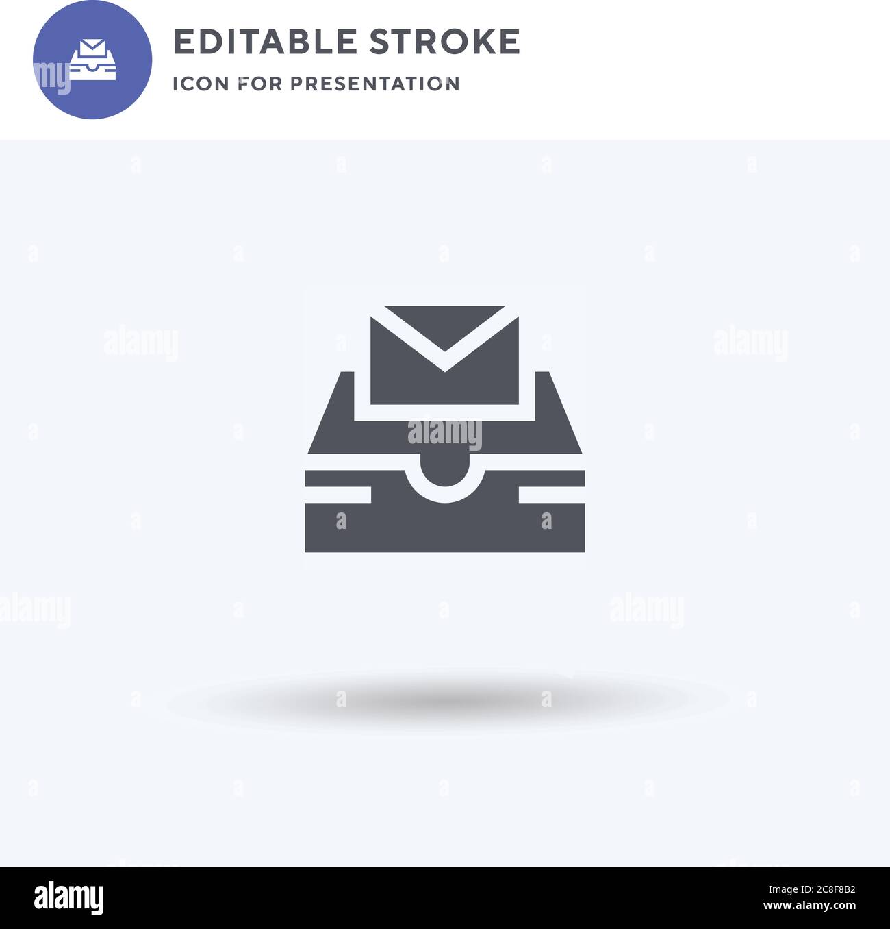 Inbox icon vector, filled flat sign, solid pictogram isolated on white ...