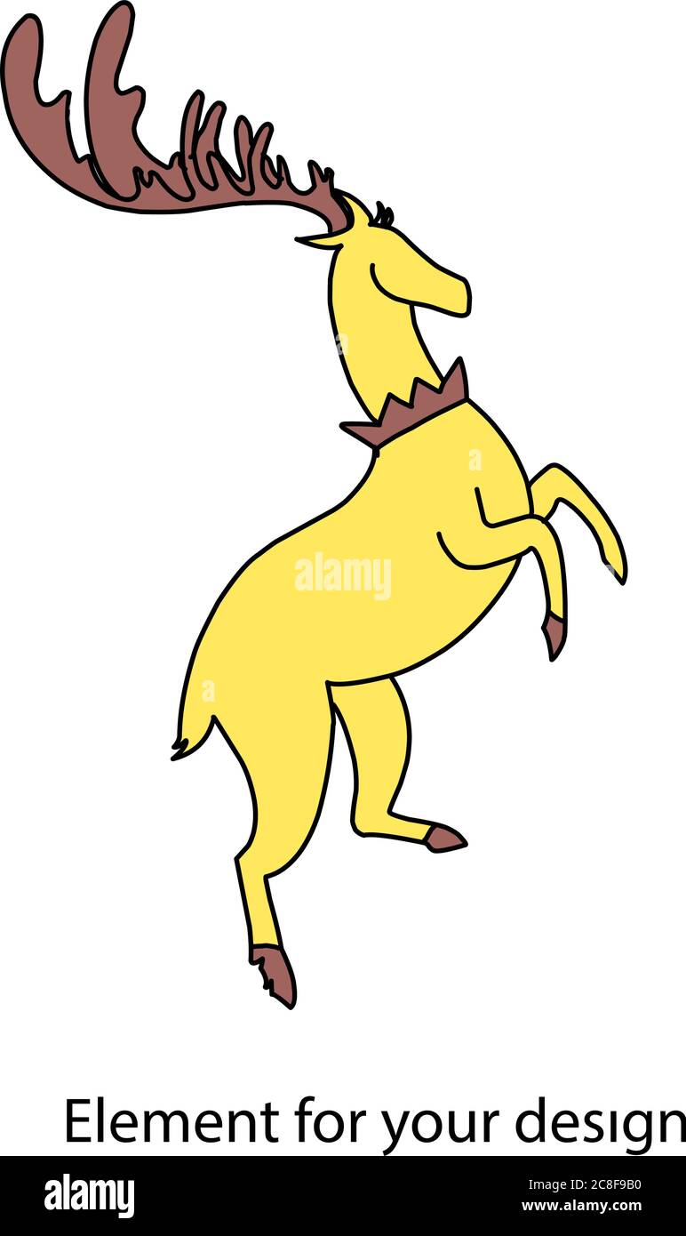 Gold deer isolated on white. Big house symbol. Vector illustration ...