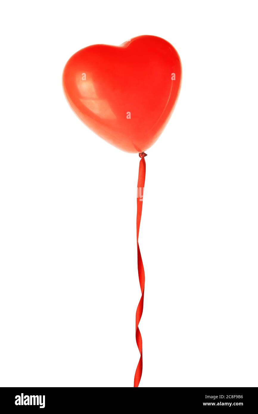 red heart-shaped balloon isolated on white Stock Photo - Alamy