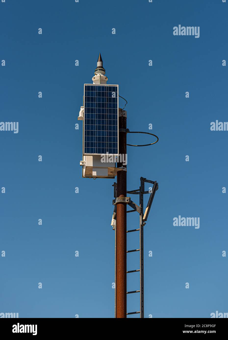 A navigational lantern equipped with solar cells Stock Photo - Alamy