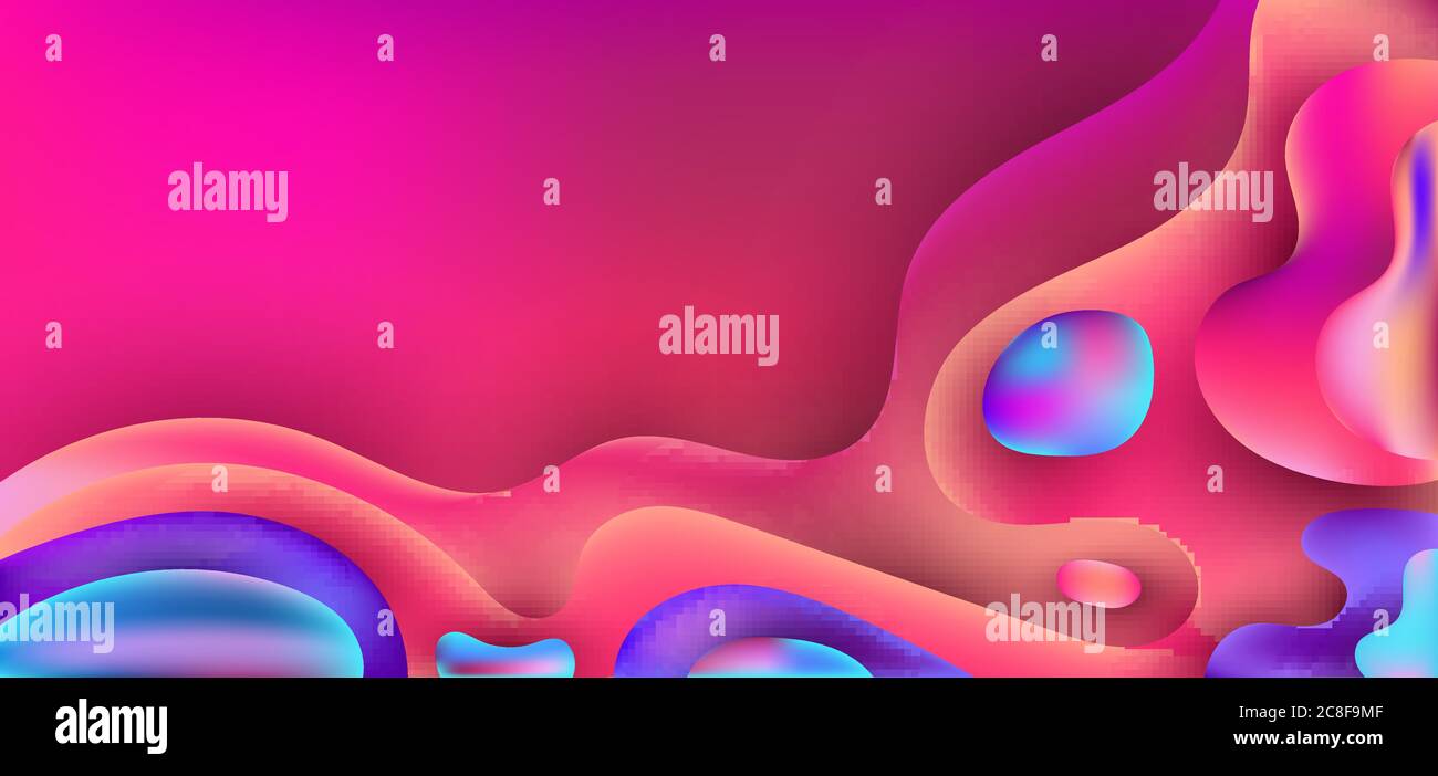 Abstract 3D fluid gradient shape vibrant color background with space ...