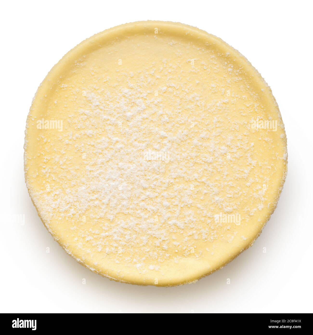 Whole New York style cheesecake isolated on white. Top view Stock Photo ...