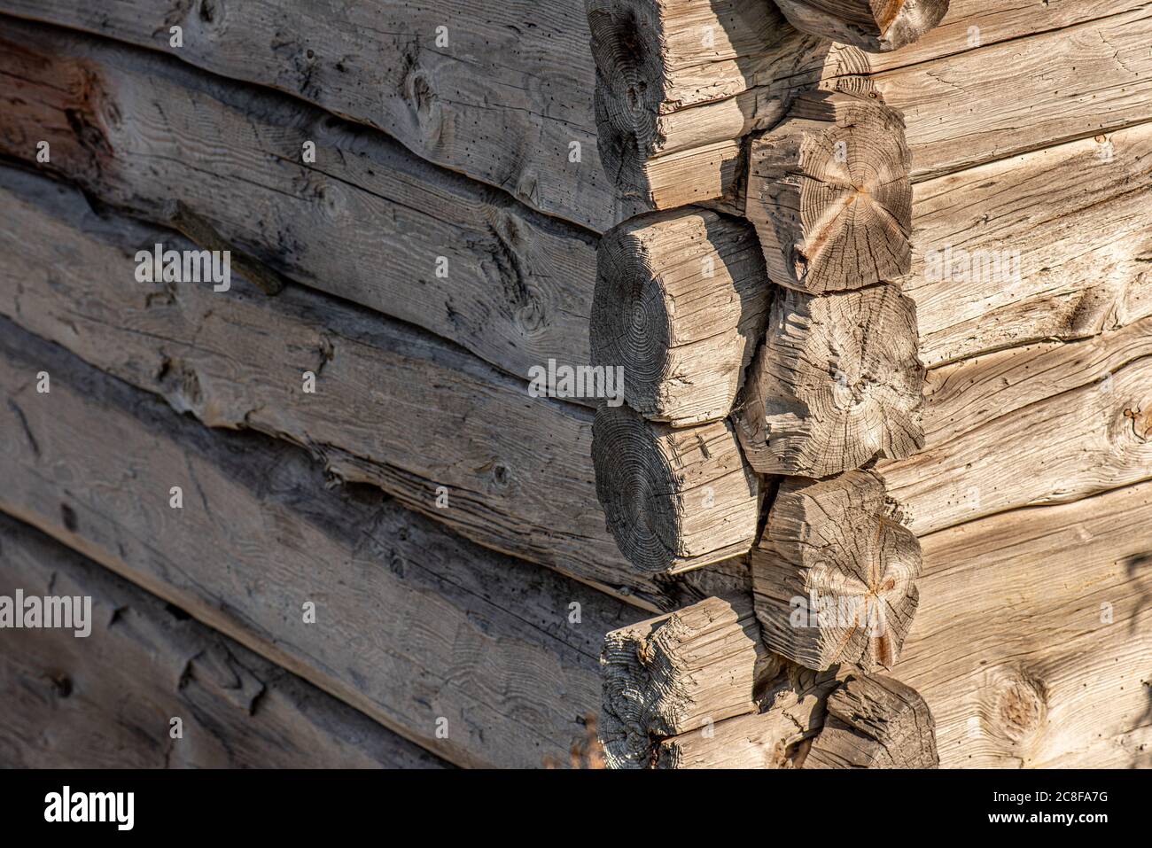 Details of an old log building Stock Photo - Alamy