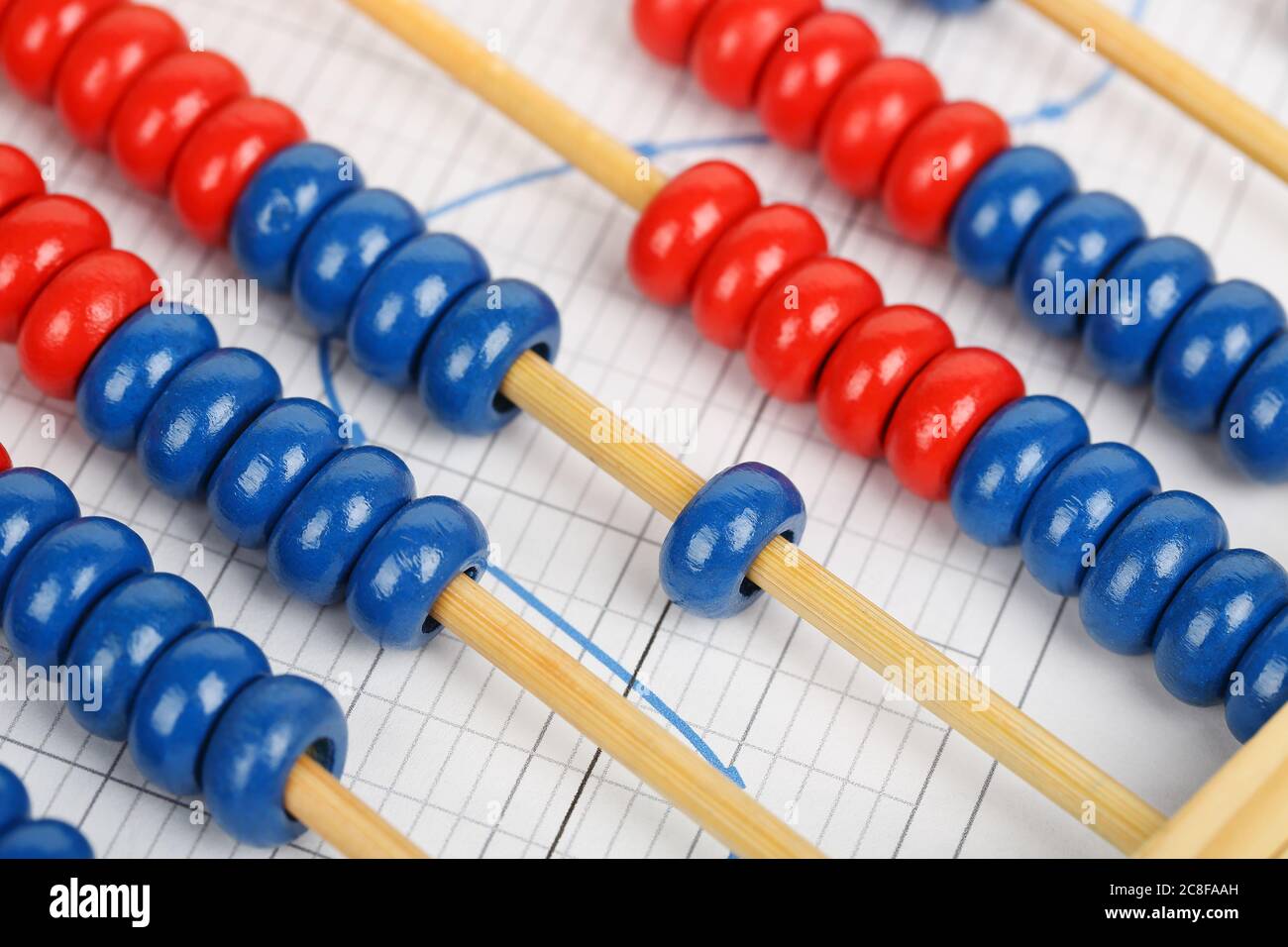closeup of a blue and red abacus on business graph Stock Photo - Alamy