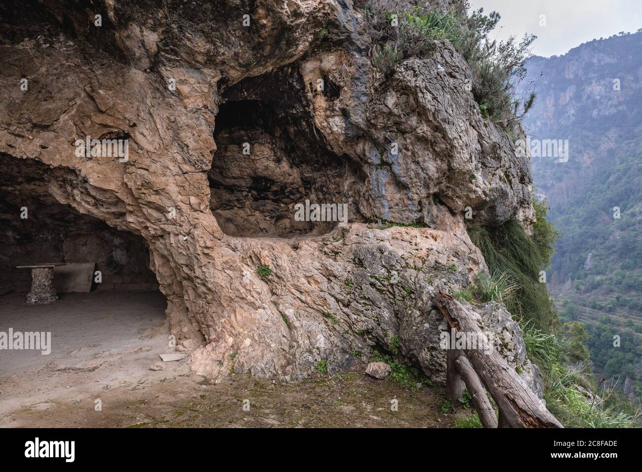Cave in Our Lady of Qannoubine Monastery in Kadisha Valley also called ...