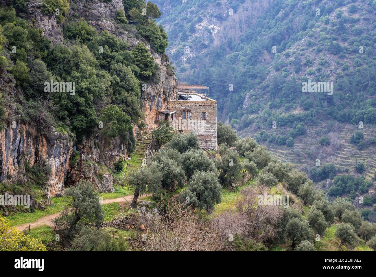 View on the Our Lady of Qannoubine Monastery in Kadisha Valley also ...