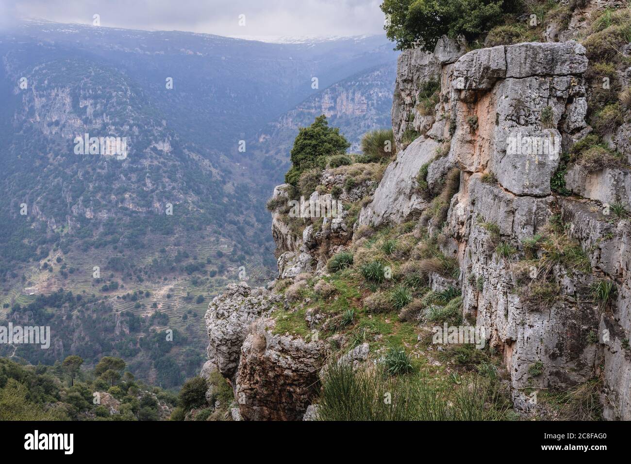 Kadisha Valley also called Holy Valley, view from path near Blouza ...