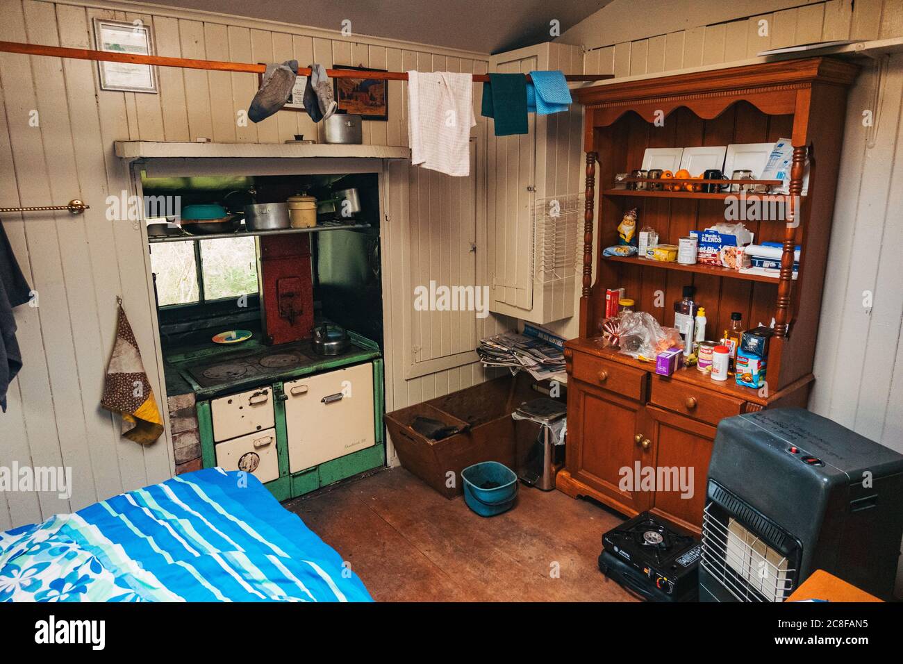 Inside a restored bush hut in New Zealand Stock Photo - Alamy