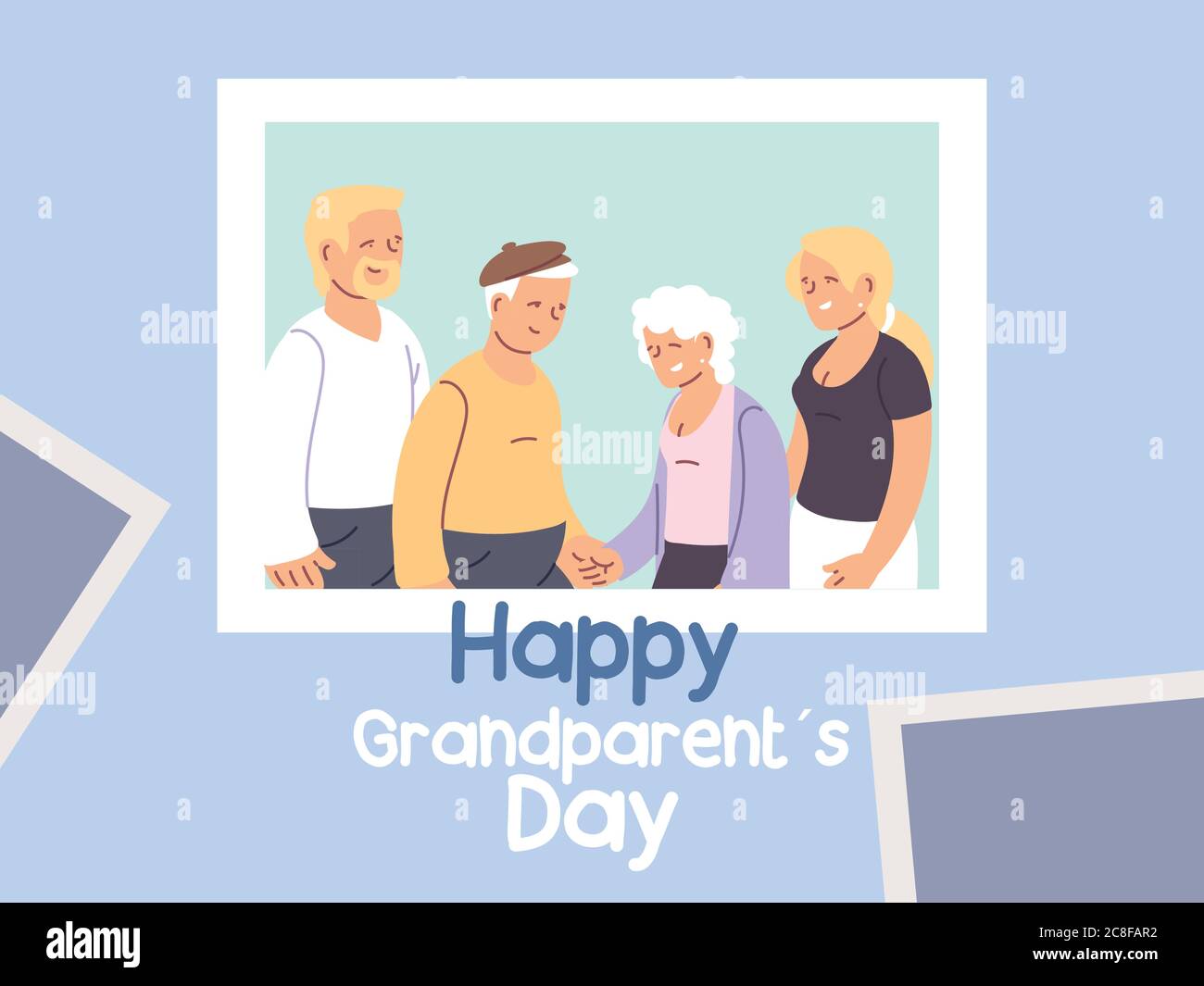happy grandparents day poster with photo of happy family vector ...