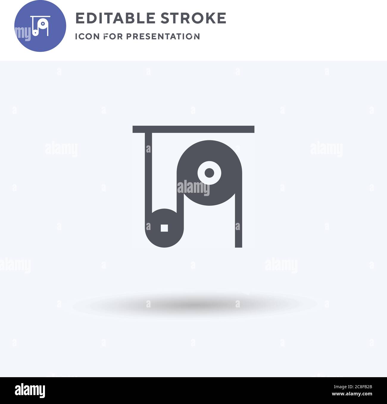 Pulley icon vector, filled flat sign, solid pictogram isolated on white ...