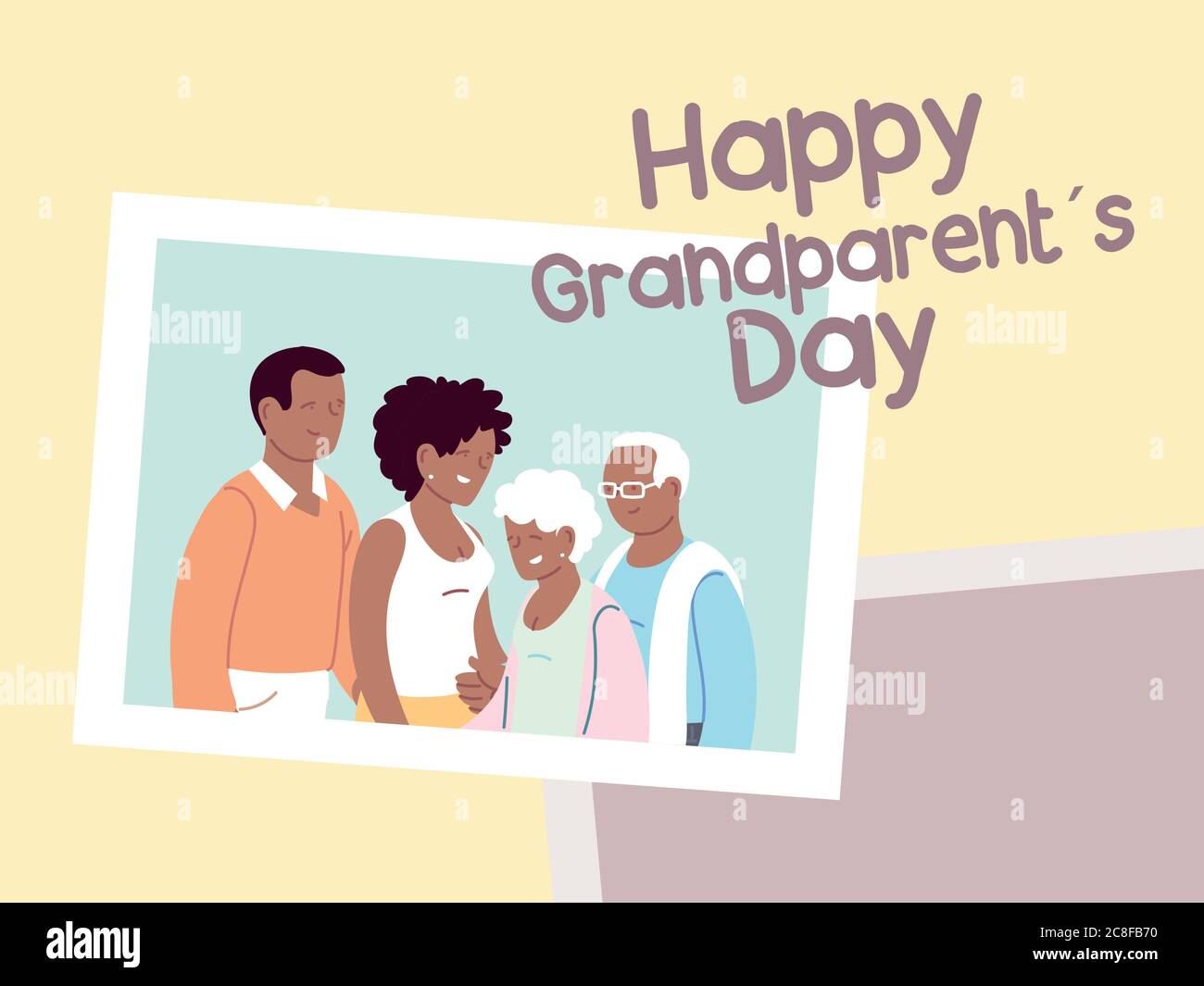 happy grandparents day poster with photo of happy family vector ...